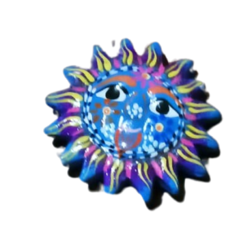 Imán de Barro Diseño de Sol Tonos Azules