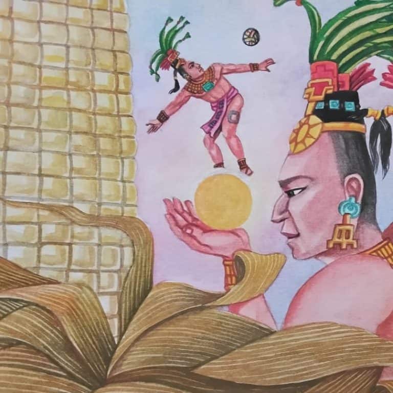 Personajes del Popol Vuh: Gemelos héroes Hunahpú e Ixbalanqué